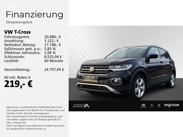 Black Volkswagen T-Cross 2022 in Kaunas, with an engine capacity of 1.00 L and mileage of 38 thousand km for 23306 €, photo 2 on AUTOMOTO.COM.LV