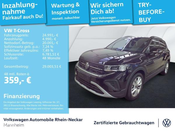 Melns Volkswagen T-Cross 2025 Kauņa, ar dzinēja tilpumu 1.00 L un nobraukumu 24 tūkst. km par 27973 €, foto 1 vietnē AUTOMOTO.COM.LV