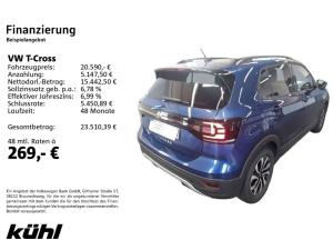 Zils Volkswagen T-Cross 2022 Kauņa, ar dzinēja tilpumu 1.00 L un nobraukumu 39 tūkst. km par 22699 €, foto 2 vietnē AUTOMOTO.COM.LV