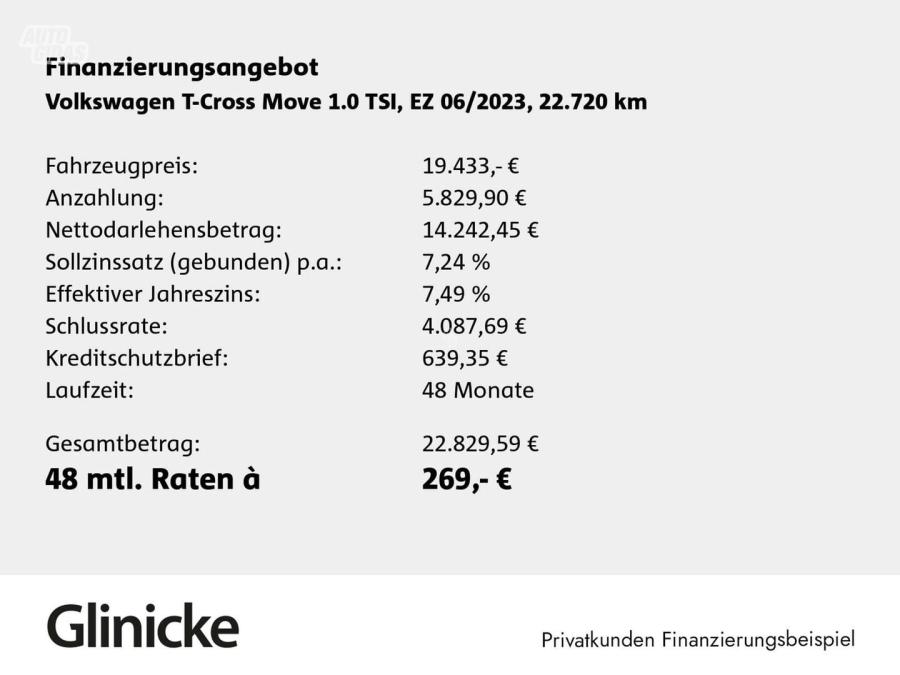 Pelēks Volkswagen T-Cross 2023 Kauņa, ar dzinēja tilpumu 1.00 L un nobraukumu 23 tūkst. km par 21816 €, foto 2 vietnē AUTOMOTO.COM.LV