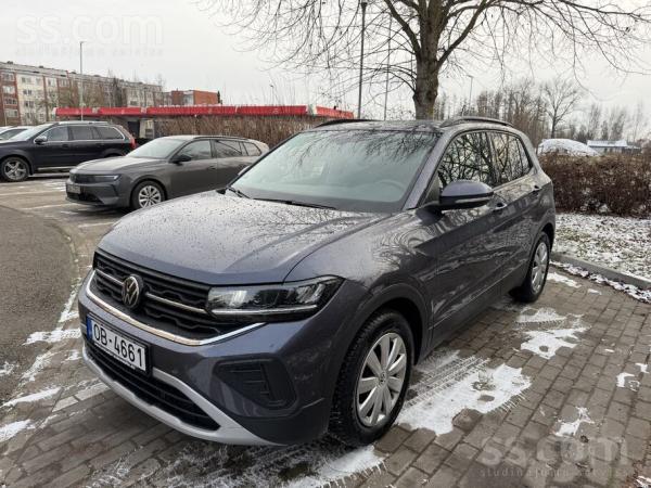 Grey Volkswagen T-Cross 2024 in Jelgava, with an engine capacity of 1.00 L and mileage of 16 thousand km for 21750 €, photo 1 on AUTOMOTO.COM.LV
