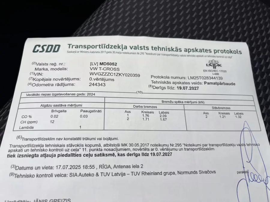 Белый Фольксваген T-Cross 2019 в Рига, объемом двигателя 1.00 л и пробегом 244 тыс. км за 9550 €, фото 25 на AUTOMOTO.COM.LV