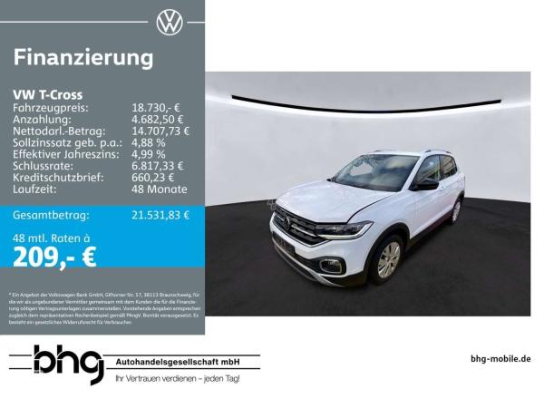 Balts Volkswagen T-Cross 2022 Kauņa, ar dzinēja tilpumu 1.00 L un nobraukumu 40 tūkst. km par 21415 €, foto 1 vietnē AUTOMOTO.COM.LV