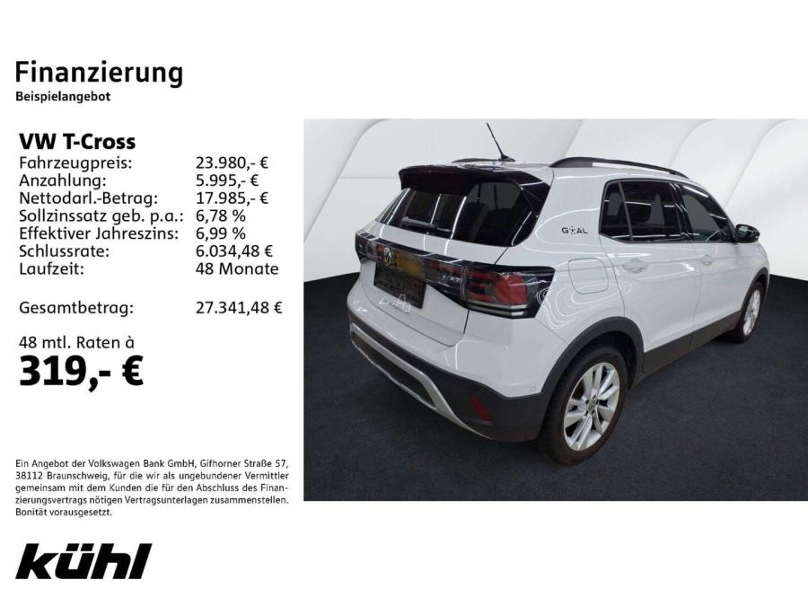 White Volkswagen T-Cross 2025 in Kaunas, with an engine capacity of 1.00 L and mileage of 25 thousand km for 26611 €, photo 2 on AUTOMOTO.COM.LV