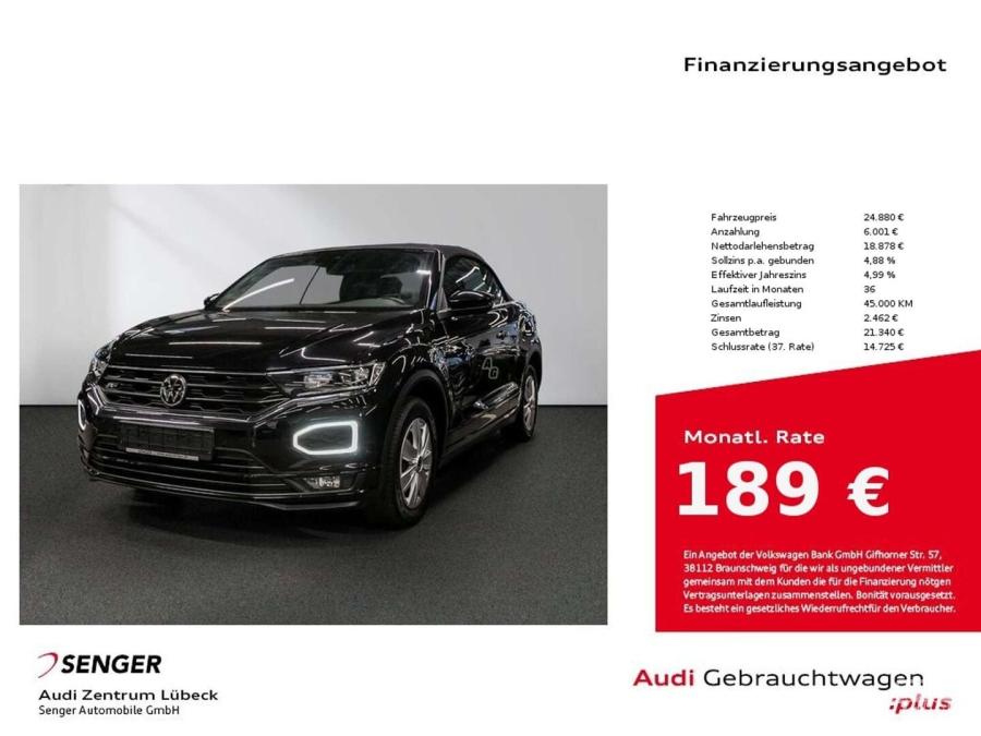 Black Volkswagen T-Roc 2021 in Kaunas, with an engine capacity of 1.50 L and mileage of 69 thousand km for 27426 €, photo 1 on AUTOMOTO.COM.LV