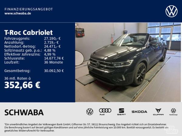 Black Volkswagen T-Roc 2022 in Kaunas, with an engine capacity of 1.50 L and mileage of 24 thousand km for 32579 €, photo 1 on AUTOMOTO.COM.LV