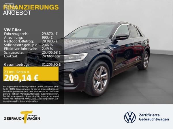 Black Volkswagen T-Roc 2025 in Kaunas, with an engine capacity of 1.50 L and mileage of 15 thousand km for 33083 €, photo 1 on AUTOMOTO.COM.LV