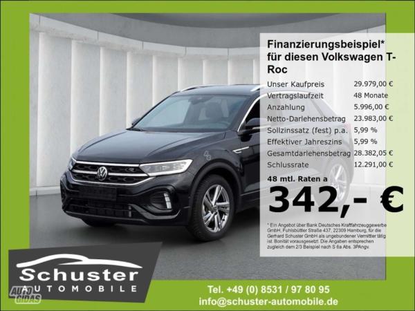 Melns Volkswagen T-Roc 2025 Kauņa, ar dzinēja tilpumu 1.50 L un nobraukumu 13 tūkst. km par 32678 €, foto 1 vietnē AUTOMOTO.COM.LV