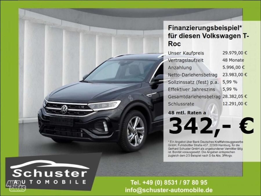 Melns Volkswagen T-Roc 2025 Kauņa, ar dzinēja tilpumu 1.50 L un nobraukumu 13 tūkst. km par 32678 €, foto 1 vietnē AUTOMOTO.COM.LV