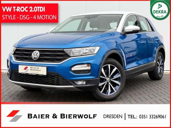 Blue Volkswagen T-Roc 2017 in Kaunas, with an engine capacity of 2.00 L and mileage of 66 thousand km for 24965 €, photo 1 on AUTOMOTO.COM.LV