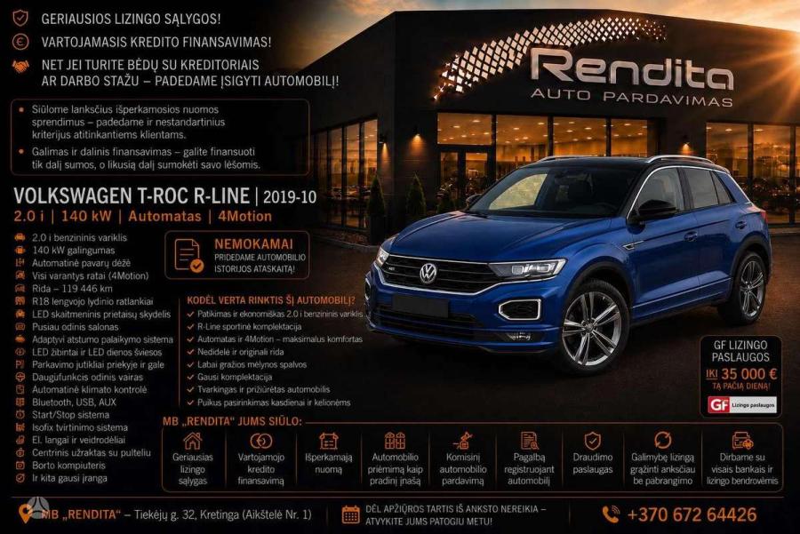 Zils Volkswagen T-Roc 2019 Kretinga, ar dzinēja tilpumu 1.97 L un nobraukumu 119 tūkst. km par 19999 €, foto 78 vietnē AUTOMOTO.COM.LV