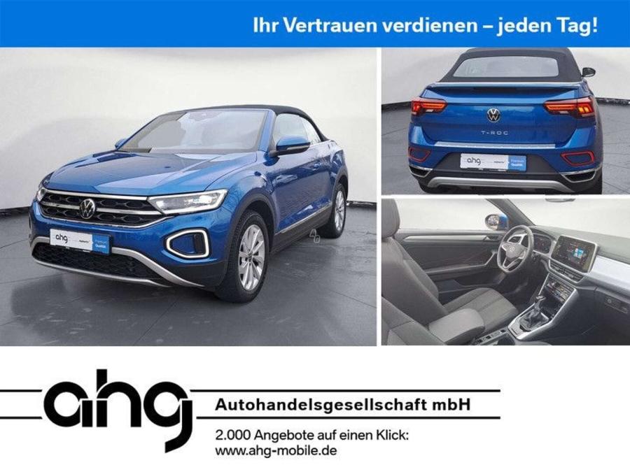 Blue Volkswagen T-Roc 2022 in Kaunas, with an engine capacity of 1.50 L and mileage of 23 thousand km for 30053 €, photo 1 on AUTOMOTO.COM.LV