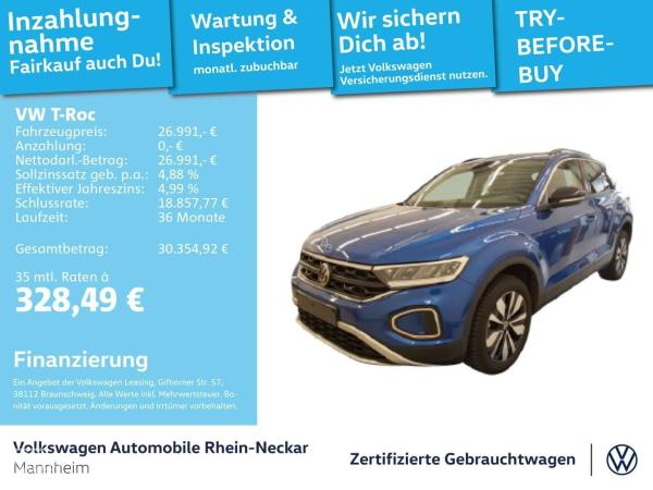 Zils Volkswagen T-Roc 2024 Kauņa, ar dzinēja tilpumu 1.50 L un nobraukumu 22 tūkst. km par 30068 €, foto 1 vietnē AUTOMOTO.COM.LV
