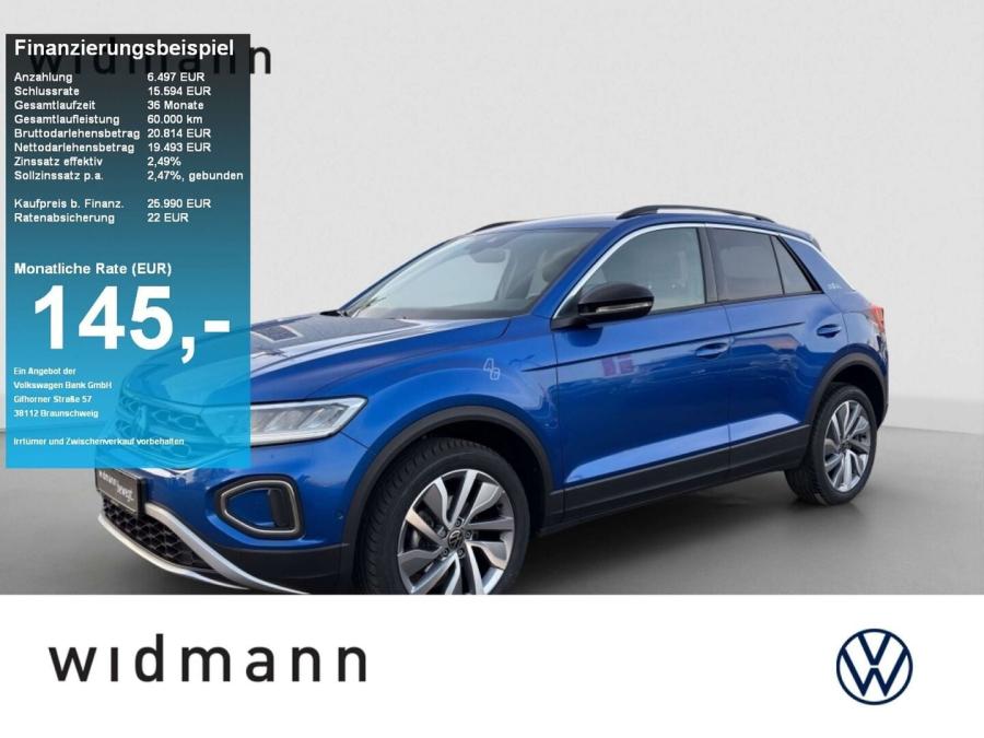 Zils Volkswagen T-Roc 2025 Kauņa, ar dzinēja tilpumu 2.00 L un nobraukumu 18 tūkst. km par 29019 €, foto 1 vietnē AUTOMOTO.COM.LV