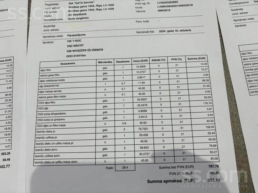 Синий Фольксваген Ти-Рок 2020 в Рига, объемом двигателя 2.00 л и пробегом 131 тыс. км за 20000 €, фото 32 на AUTOMOTO.COM.LV