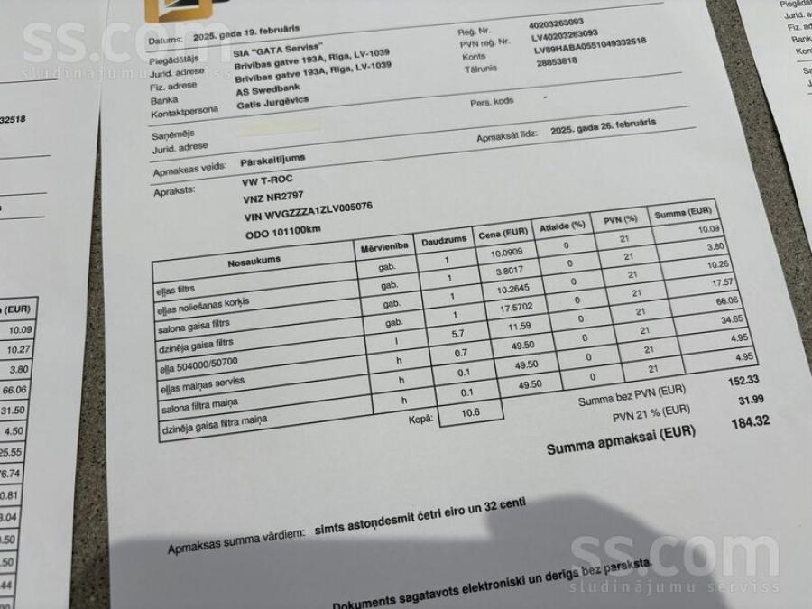 Синий Фольксваген Ти-Рок 2020 в Рига, объемом двигателя 2.00 л и пробегом 131 тыс. км за 20000 €, фото 33 на AUTOMOTO.COM.LV