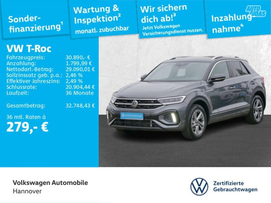 Grey Volkswagen T-Roc 2025 in Kaunas, with an engine capacity of 1.50 L and mileage of 26 thousand km for 33197 €, photo 1 on AUTOMOTO.COM.LV