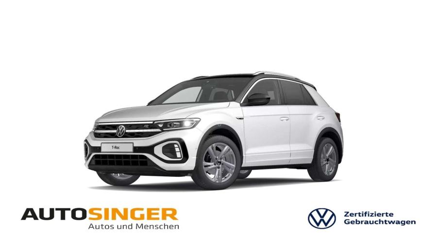 White Volkswagen T-Roc 2023 in Kaunas, with an engine capacity of 1.00 L and mileage of 58 thousand km for 24687 €, photo 1 on AUTOMOTO.COM.LV