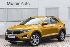 Yellow Volkswagen T-Roc 2019 in Ventspils, with an engine capacity of 2.00 L and mileage of 90 thousand km for 17450 €, photo  on AUTOMOTO.COM.LV