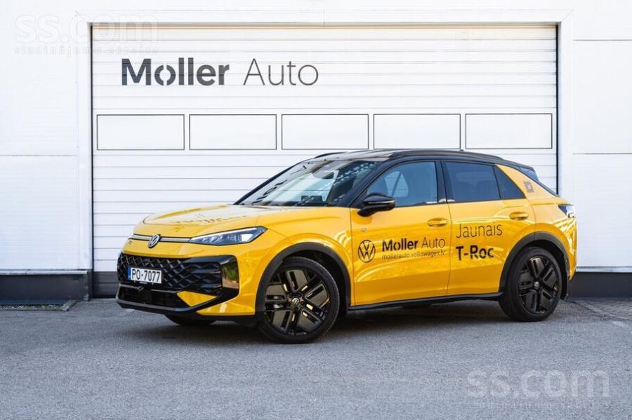 Dzeltens Volkswagen T-Roc 2026 Rīga, ar dzinēja tilpumu 1.50 L un nobraukumu 8 tūkst. km par 36250 €, foto 1 vietnē AUTOMOTO.COM.LV