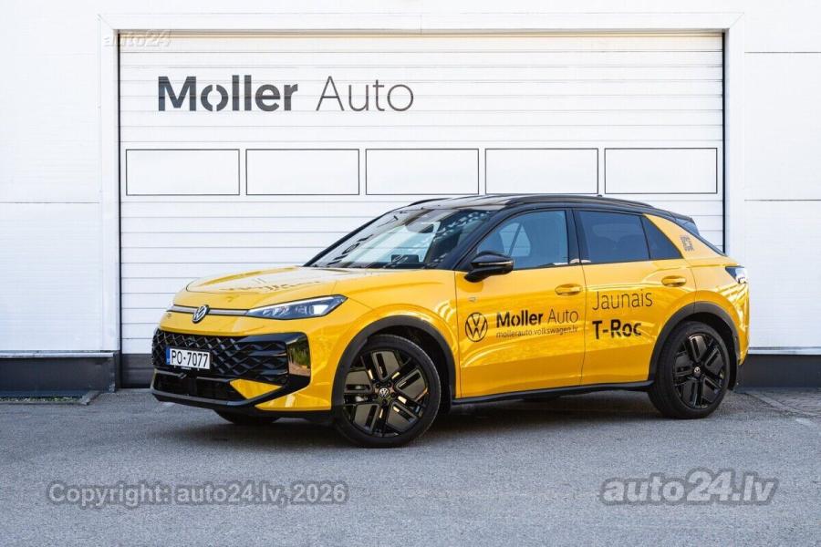 Dzeltens Volkswagen T-Roc 2026 Rīga, ar dzinēja tilpumu 1.50 L un nobraukumu 8 tūkst. km par 37149 €, foto 1 vietnē AUTOMOTO.COM.LV