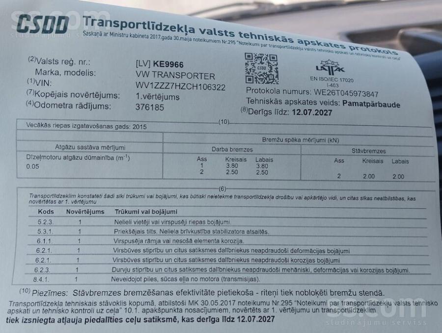 Белый Фольксваген Т5 2012 в Рига, объемом двигателя 2.00 л и пробегом 376 тыс. км за 5200 €, фото 11 на AUTOMOTO.COM.LV