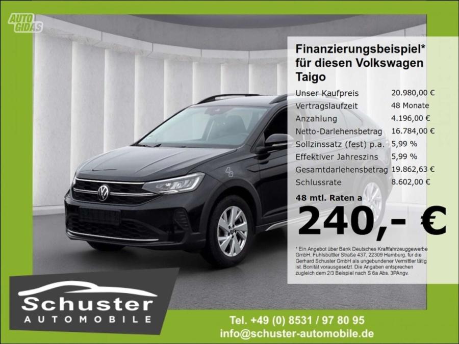 Melns Volkswagen Taigo 2024 Kauņa, ar dzinēja tilpumu 1.00 L un nobraukumu 22 tūkst. km par 23409 €, foto 1 vietnē AUTOMOTO.COM.LV