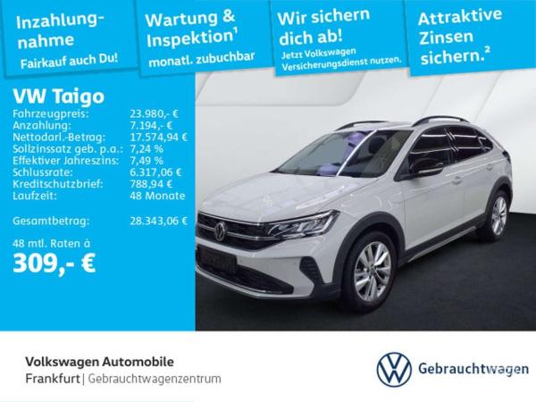 Pelēks Volkswagen Taigo 2025 Kauņa, ar dzinēja tilpumu 1.00 L un nobraukumu 14 tūkst. km par 26913 €, foto 1 vietnē AUTOMOTO.COM.LV
