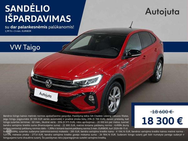 Red Volkswagen Taigo 2022 in Kaunas, with an engine capacity of 1.00 L and mileage of 72 thousand km for 18300 €, photo 1 on AUTOMOTO.COM.LV