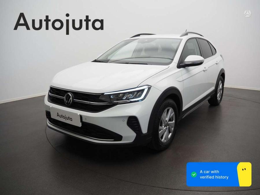 White Volkswagen Taigo 2023 in Vilnius, with an engine capacity of 1.00 L and mileage of 77 thousand km for 16500 €, photo 1 on AUTOMOTO.COM.LV