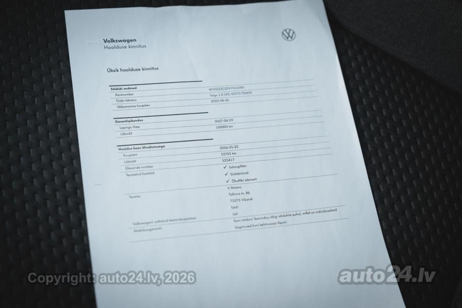 Balts Volkswagen Taigo 2022 Tallina, ar dzinēja tilpumu 1.00 L un nobraukumu 53 tūkst. km par 16790 €, foto 17 vietnē AUTOMOTO.COM.LV
