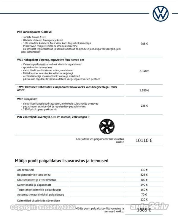 Balts Volkswagen Tayron 2025 Tallina, ar dzinēja tilpumu 1.50 L un nobraukumu 11 tūkst. km par 52900 €, foto 9 vietnē AUTOMOTO.COM.LV