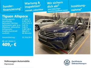 Zils Volkswagen Tiguan Allspace 2022 Kauņa, ar dzinēja tilpumu 1.50 L un nobraukumu 74 tūkst. km par 30630 €, foto  vietnē AUTOMOTO.COM.LV