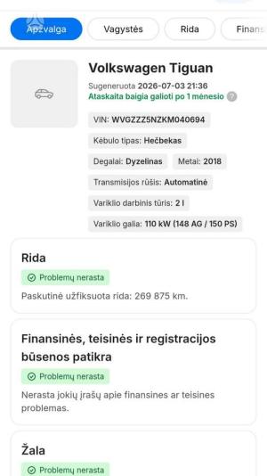 Белый Фольксваген Tiguan Allspace 2019 в Ионава, объемом двигателя 2.00 л и пробегом 270 тыс. км за 15900 €, фото 44 на AUTOMOTO.COM.LV