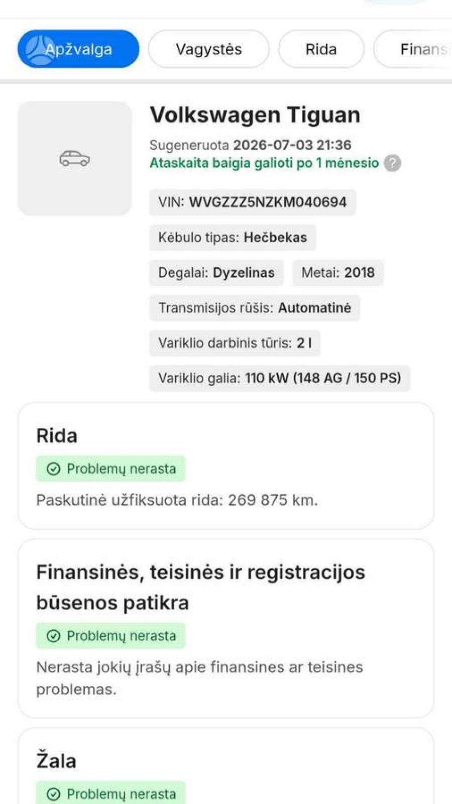 Balts Volkswagen Tiguan Allspace 2019 Jonava, ar dzinēja tilpumu 2.00 L un nobraukumu 270 tūkst. km par 15500 €, foto 41 vietnē AUTOMOTO.COM.LV