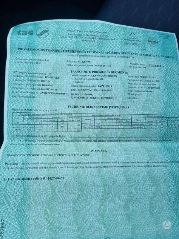 Черный Фольксваген Тигуан 2008 в Каунас, объемом двигателя 2.00 л и пробегом 364 тыс. км за 3800 €, фото 7 на AUTOMOTO.COM.LV