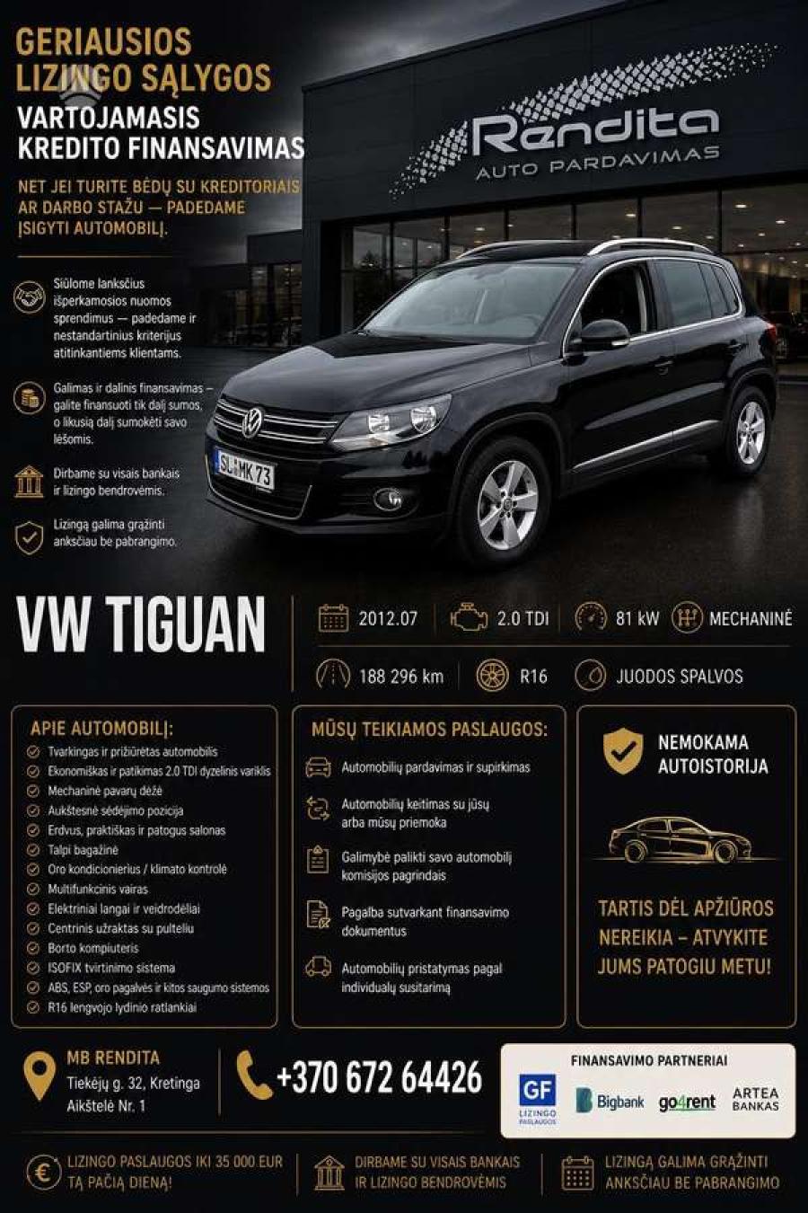 Черный Фольксваген Тигуан 2012 в Кретинга, объемом двигателя 1.97 л и пробегом 188 тыс. км за 8299 €, фото 38 на AUTOMOTO.COM.LV