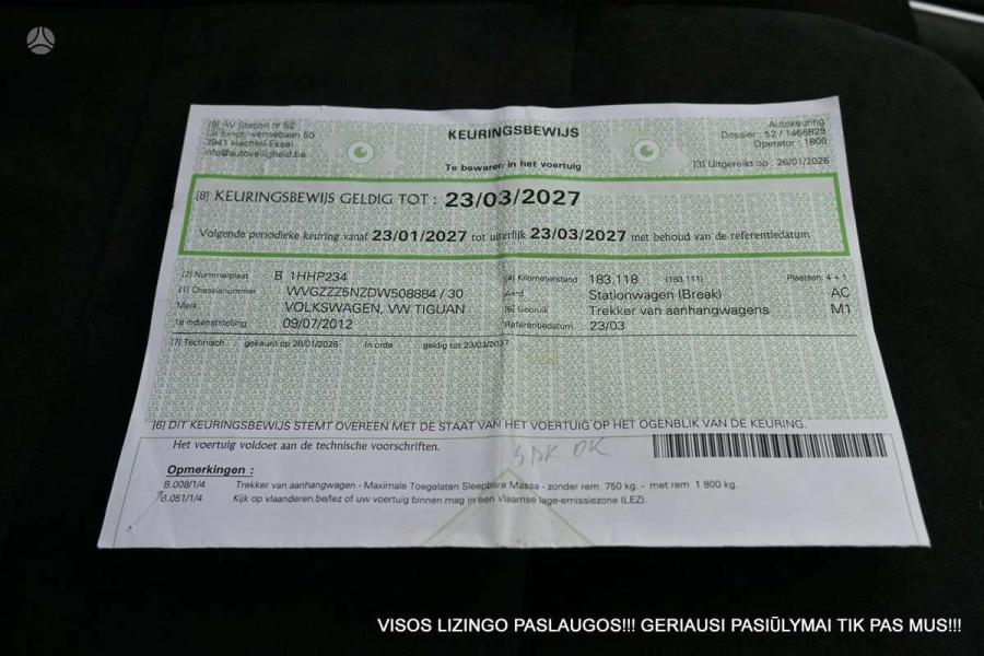 Black Volkswagen Tiguan 2012 in Kretinga, with an engine capacity of 1.97 L and mileage of 188 thousand km for 8299 €, photo 31 on AUTOMOTO.COM.LV