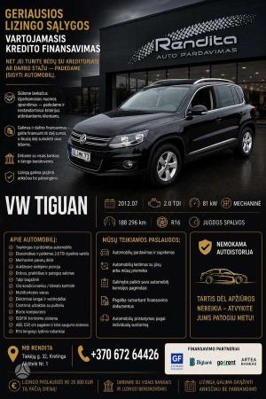 Black Volkswagen Tiguan 2012 in Kretinga, with an engine capacity of 1.97 L and mileage of 188 thousand km for 8299 €, photo 38 on AUTOMOTO.COM.LV