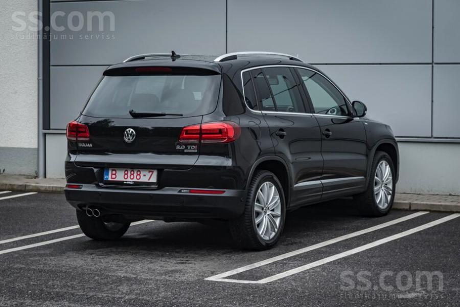 Black Volkswagen Tiguan 2014 in Riga, with an engine capacity of 2.00 L and mileage of 185 thousand km for 11750 €, photo 5 on AUTOMOTO.COM.LV