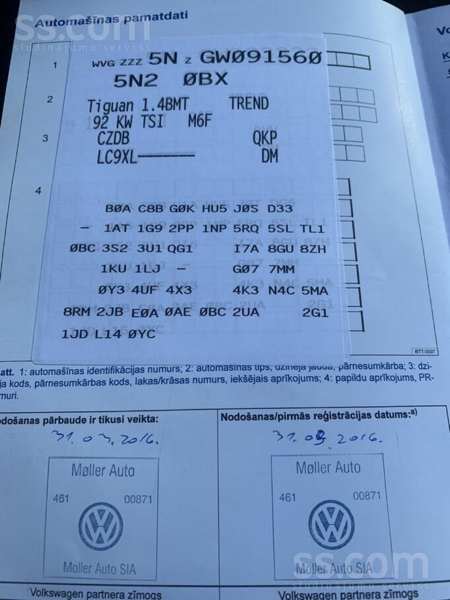 Черный Фольксваген Тигуан 2016 в Рига, объемом двигателя 1.40 л и пробегом 170 тыс. км за 7950 €, фото 9 на AUTOMOTO.COM.LV