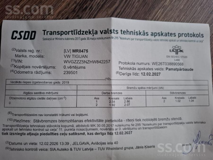 Черный Фольксваген Тигуан 2016 в Елгава, объемом двигателя 2.00 л и пробегом 242 тыс. км за 15400 €, фото 9 на AUTOMOTO.COM.LV