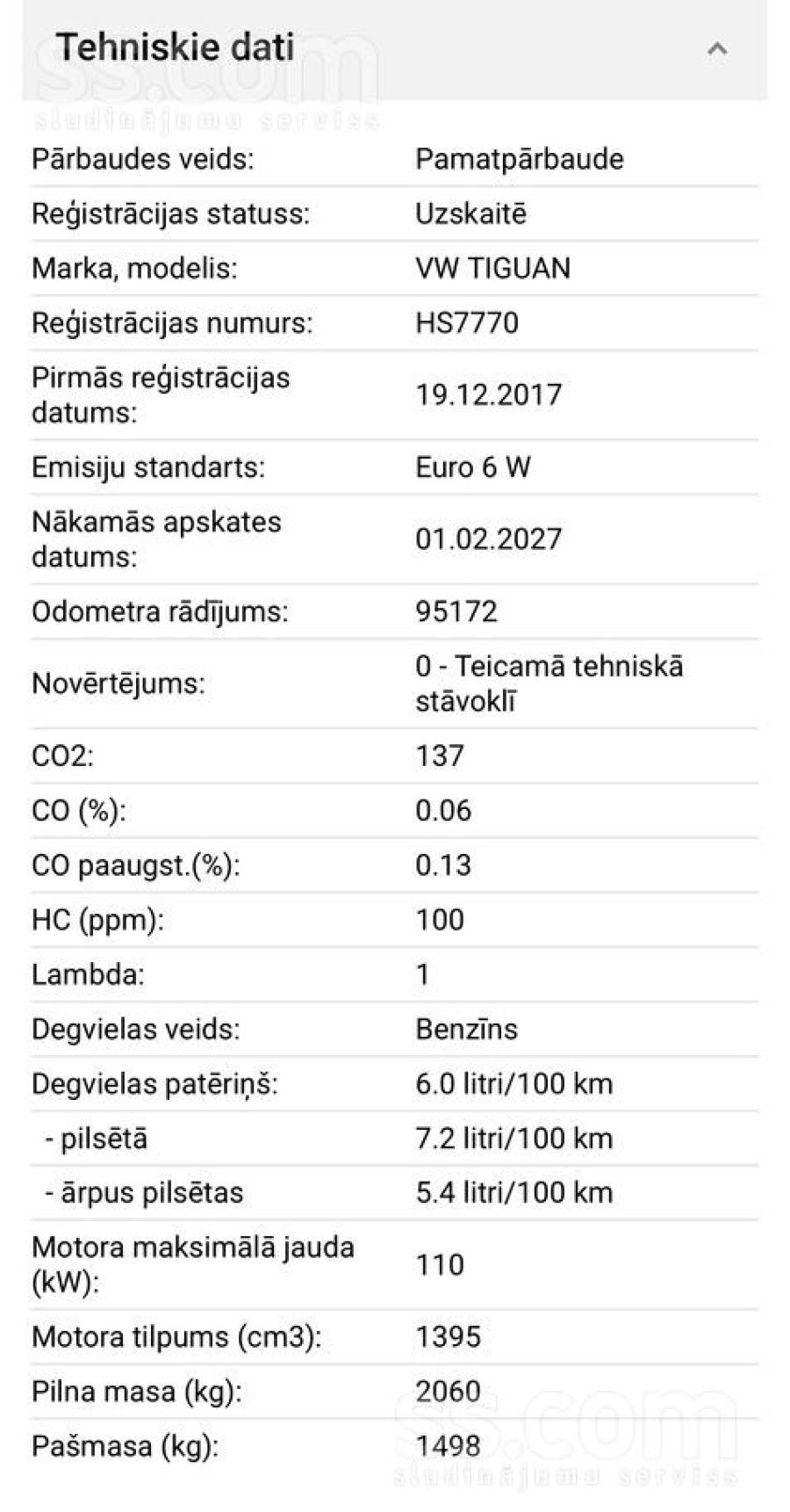 Black Volkswagen Tiguan 2017 in Riga, with an engine capacity of 1.40 L and mileage of 113 thousand km for 16000 €, photo 11 on AUTOMOTO.COM.LV