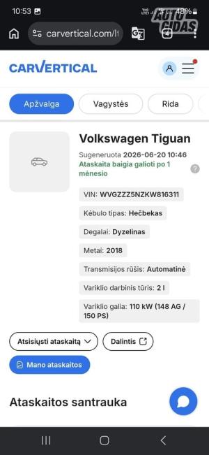 Черный Фольксваген Тигуан 2019 в Паневежис, объемом двигателя 2.00 л и пробегом 140 тыс. км за 22000 €, фото 22 на AUTOMOTO.COM.LV