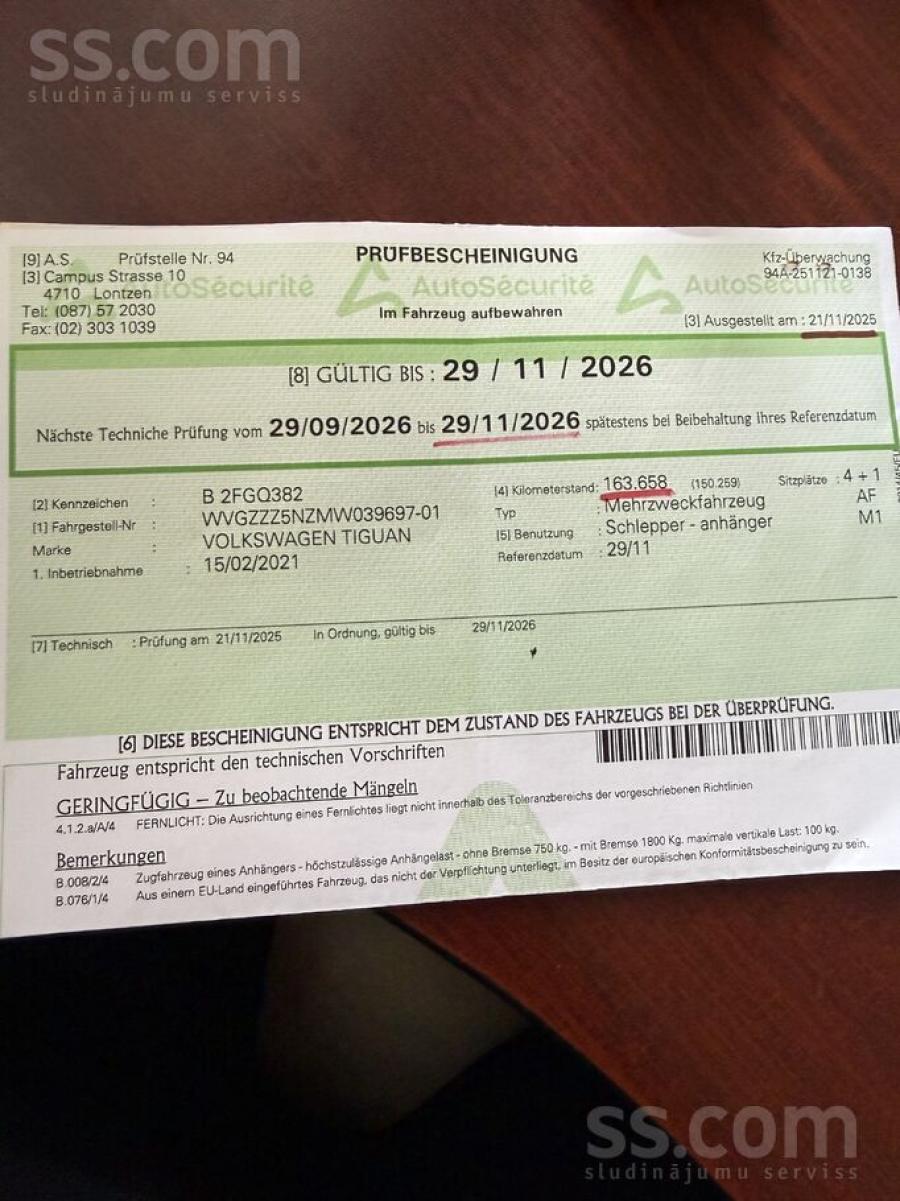 Черный Фольксваген Тигуан 2021 в Рига, объемом двигателя 1.50 л и пробегом 160 тыс. км за 17570 €, фото 36 на AUTOMOTO.COM.LV