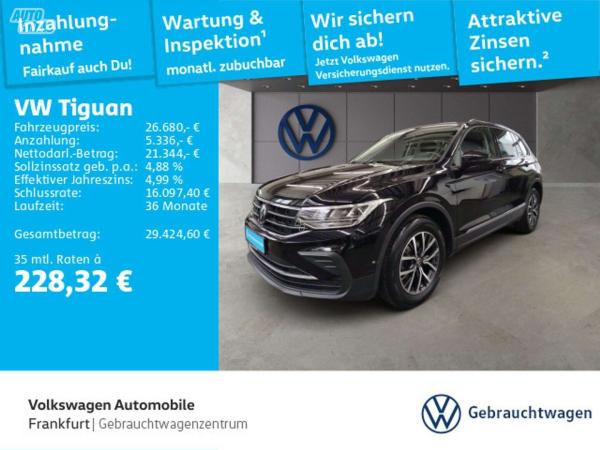 Melns Volkswagen Tiguan 2022 Kauņa, ar dzinēja tilpumu 2.00 L un nobraukumu 41 tūkst. km par 29742 €, foto 1 vietnē AUTOMOTO.COM.LV