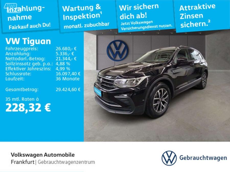 Black Volkswagen Tiguan 2022 in Kaunas, with an engine capacity of 2.00 L and mileage of 41 thousand km for 29742 €, photo 1 on AUTOMOTO.COM.LV