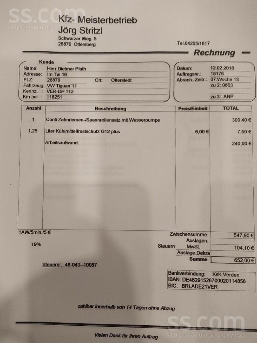 Black Volkswagen Tiguan 2011 in Riga, with an engine capacity of 2.00 L and mileage of 224 thousand km for 6950 €, photo 17 on AUTOMOTO.COM.LV