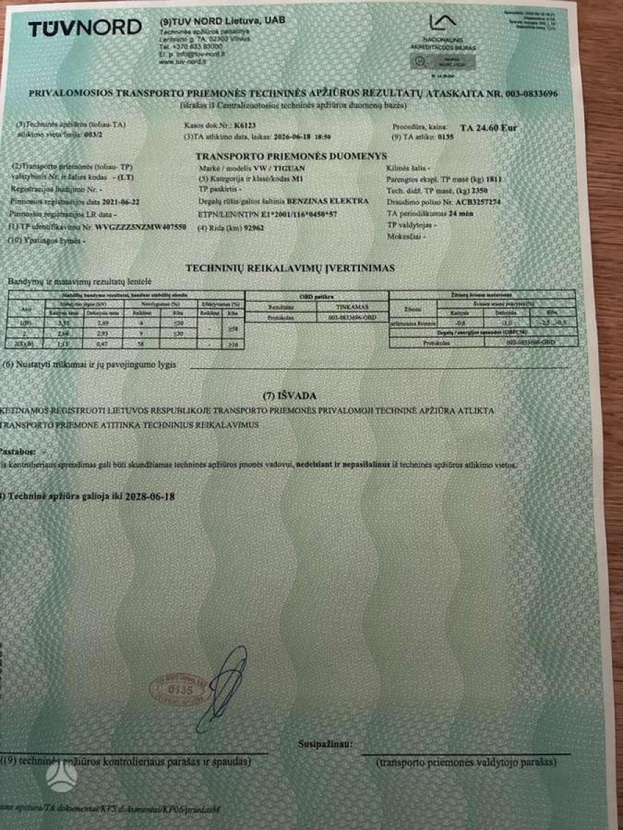 Синий Фольксваген Тигуан 2021 в Вильнюс, объемом двигателя 1.40 л и пробегом 93 тыс. км за 26900 €, фото 30 на AUTOMOTO.COM.LV