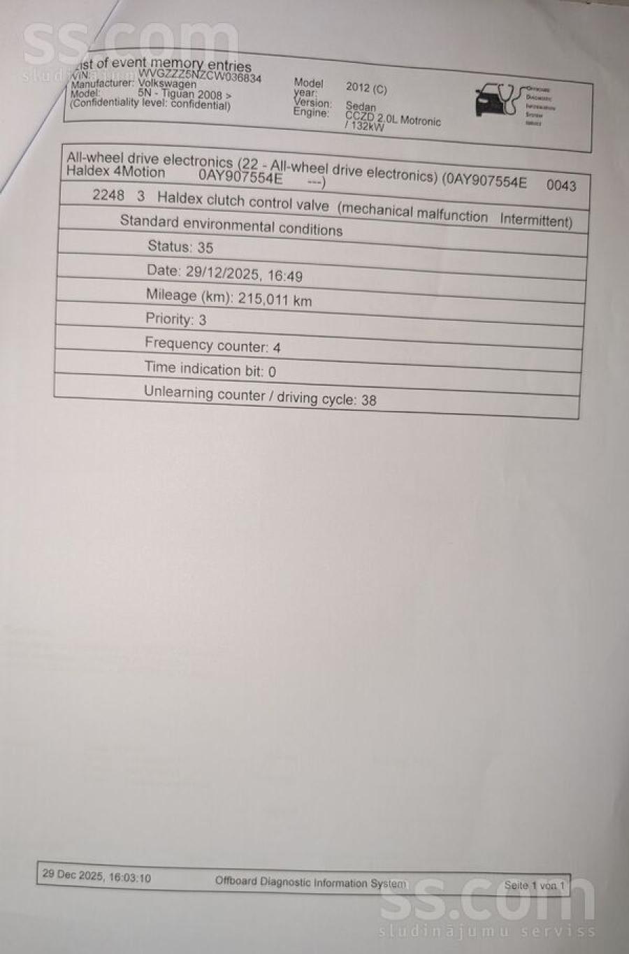 Brown Volkswagen Tiguan 2011 in Riga, with an engine capacity of 2.00 L and mileage of 215 thousand km for 11999 €, photo 21 on AUTOMOTO.COM.LV